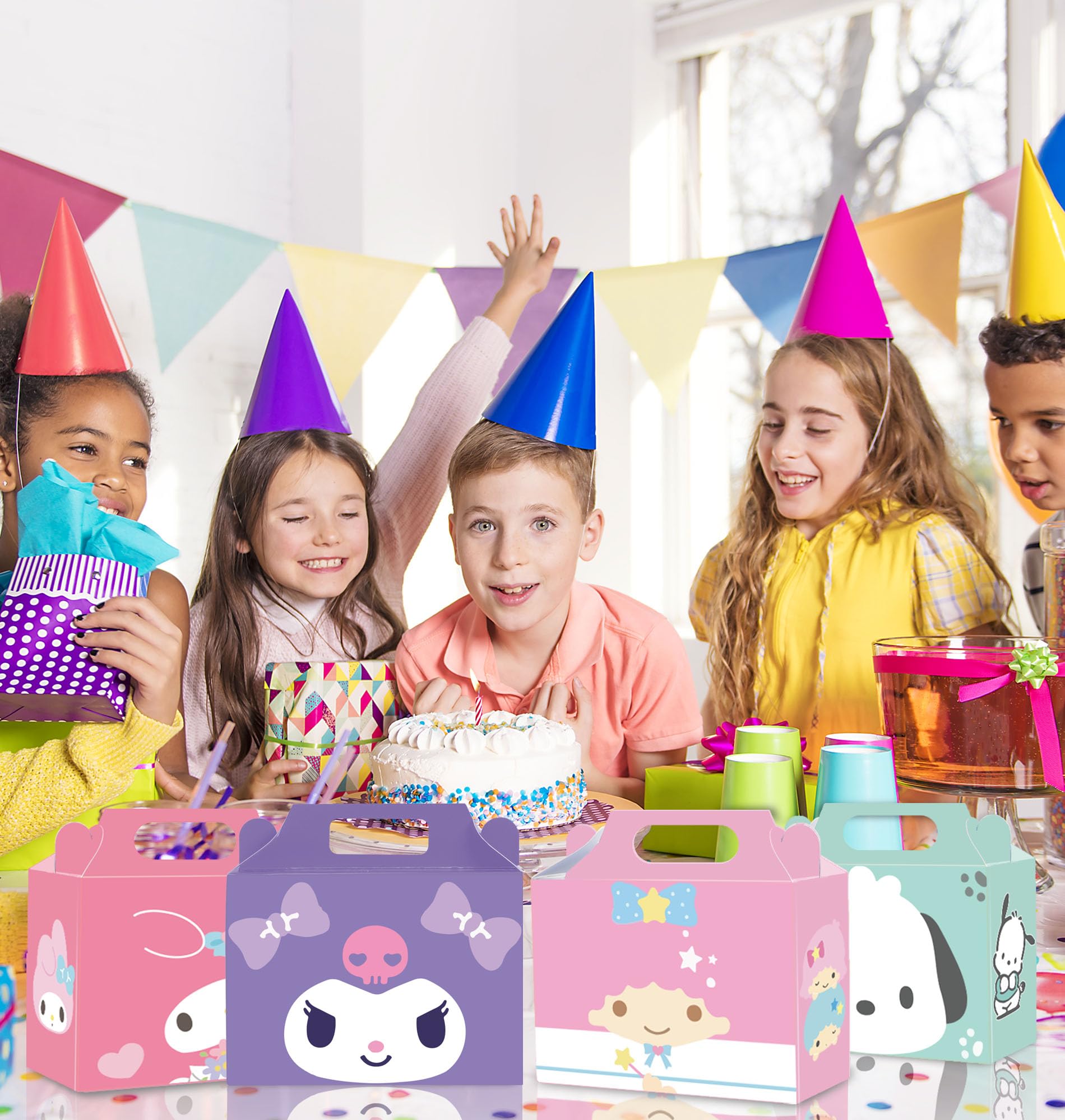 24Pack Party Gift Boxes Party Favors/Candy Boxes, Tote Boxes, Gift Boxes for Kids Paper Favor Packs Adults Birthday Party Decora- 12 Pattern