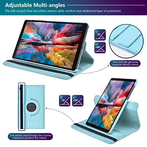 DETUOSI Rotating Case for Samsung Galaxy Tab A7 Lite 8.7" 2021 (SM-T220/ T225/ T227U), 360 Degree Swivel Multi-Angle Stand Folio Leather Book Cover + Protective Hard Back Shell + Elastic Band Closure