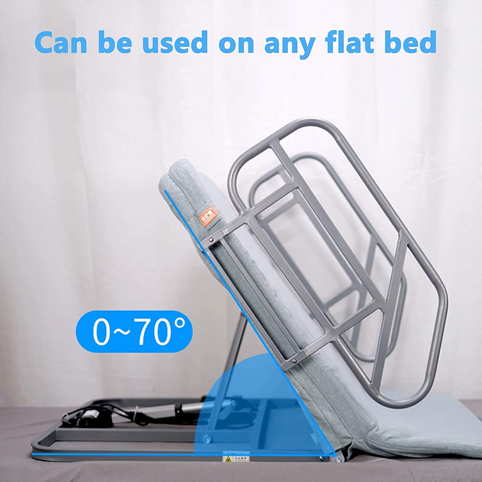 WLL-DP Portable Electric Bed Backrest, Adjustable Sit-Up Back Rest with Guardrail, Fits Standard Hospital Bed, Family Nursing Home Rehabilitation Center Nursing,Blue