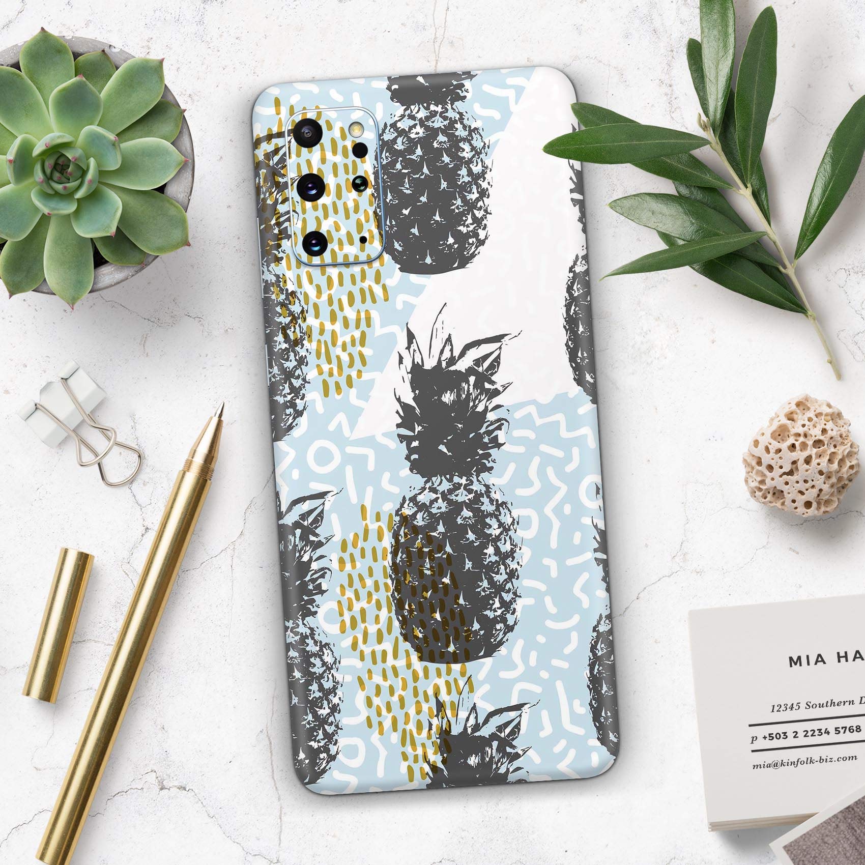 DesignSkinz Retro Summer Pineapple v5 Protective Vinyl Decal Wrap Skin Cover Compatible with The Samsung Galaxy S20 (Screen Trim & Back Glass Skin)