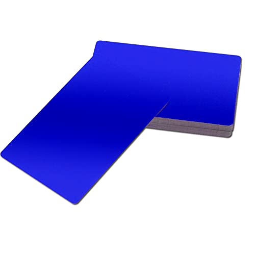 50 Pack Metal Business Cards Blanks Aluminum Sheet Blank Engraving Metal Tags Materials for CNC Engraver Laser Engraving DIY Gift Cards (Dark Blue)