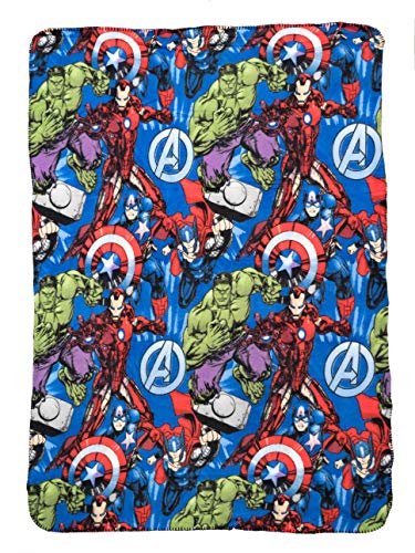 Marvel Avengers Fleece Throw Blanket - Fun Superhero Fleece Throw Blanket for Girls & Boys, Soft & Cozy Plush Lightweight Fabric Bed Cover, Cool Bedroom Decor, Kids Throw Blanket - Size 45βx 60β