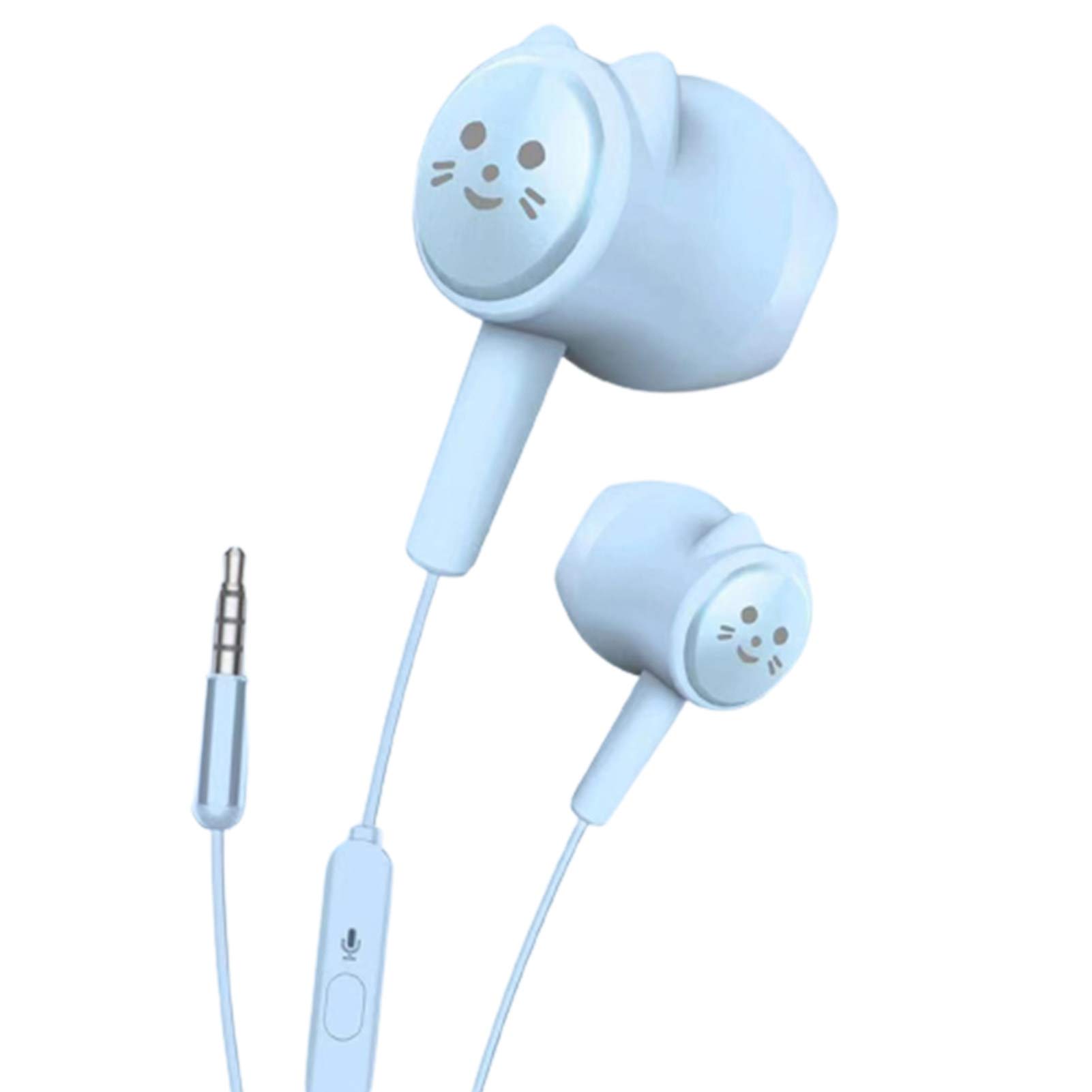 Gaweb Earphones, Sports Headphone Cute Cats Shape Durable Plastic Wired Games Headset for Outdoor - Blue, (2533725-Gaweb-1)