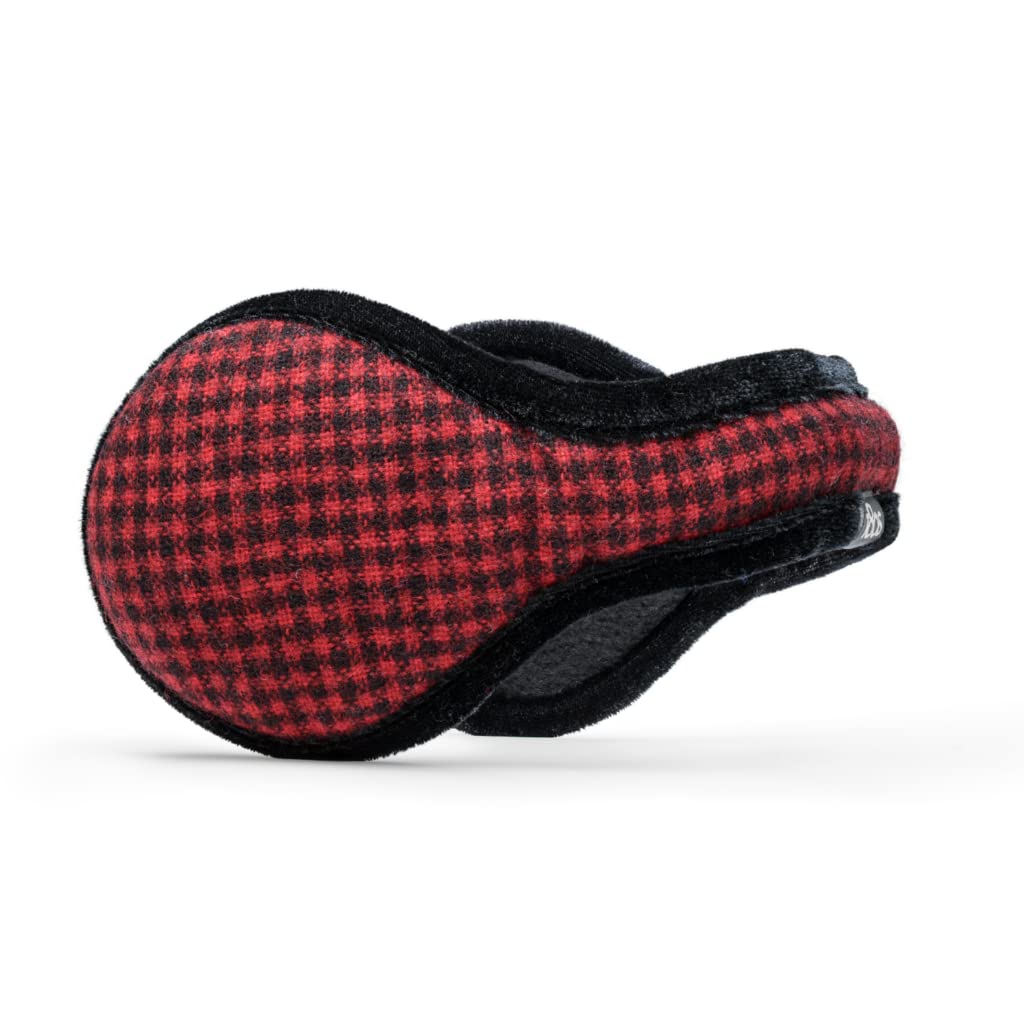 180s Women's American Wool Behind-the-Head Winter Ear Warmers | Premium Adjustable & Foldable Earmuffs (Merino - Black, Merino Wool)