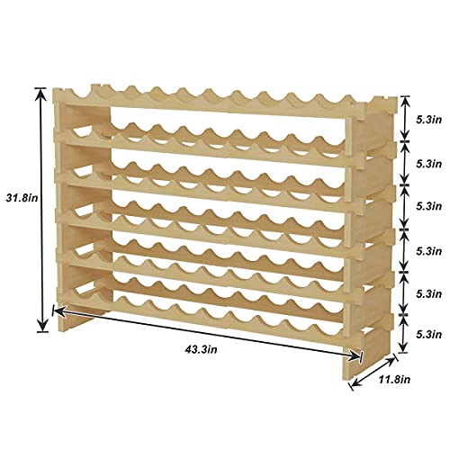 DlandHome 60 Bottle Capacity Stackable Storage Wine Rack 6-Tier Standing Bottles Wood Storage Shelf DUS-BY-WS002