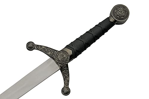 16" Silver Spear-Point Replica Medieval Celtic Knot Knife with Scabbard