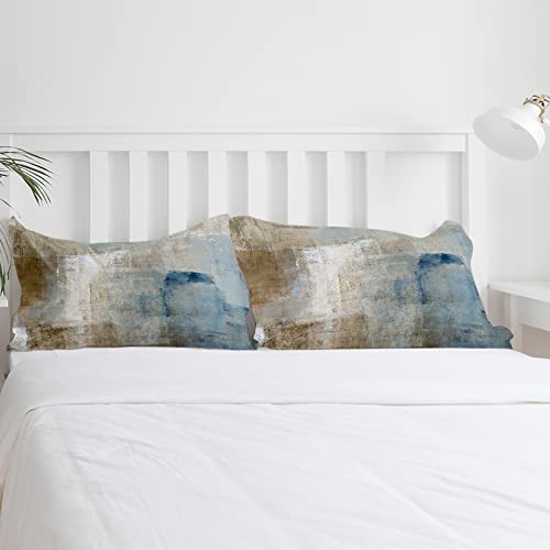 3 Pieces Bedding Set California King Size, Brown Blue Soft Durable Duvet Cover Set Comforter Cover Set with Zipper Closure All-Season Breathable Bedding Set Modern Geometric Oil Painting Abstract Art