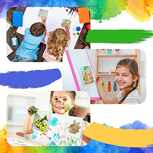12 Pcs Pre Printed Stretched Canvas Stenciled Painting Canvas Panels Painting Canvas with Pictures to Paint 4 x 4 Inches Pre Drawn Canvas Kids Canvas Painting Set for Beginners Kid Student