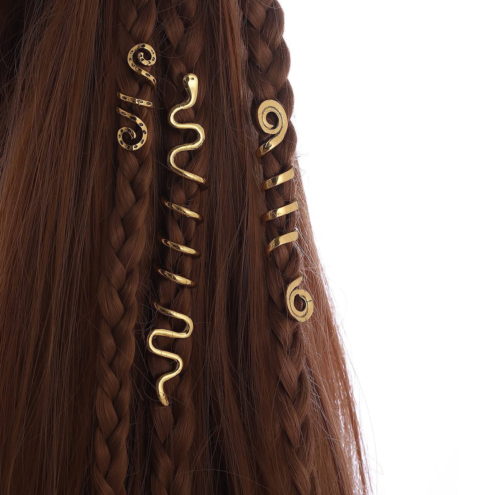 FRDTLUTHW Gold Snake Hair Jewelry for Braids, Halloween Hair Decoration, Dreadlock Accessories for Women(pack of 6)