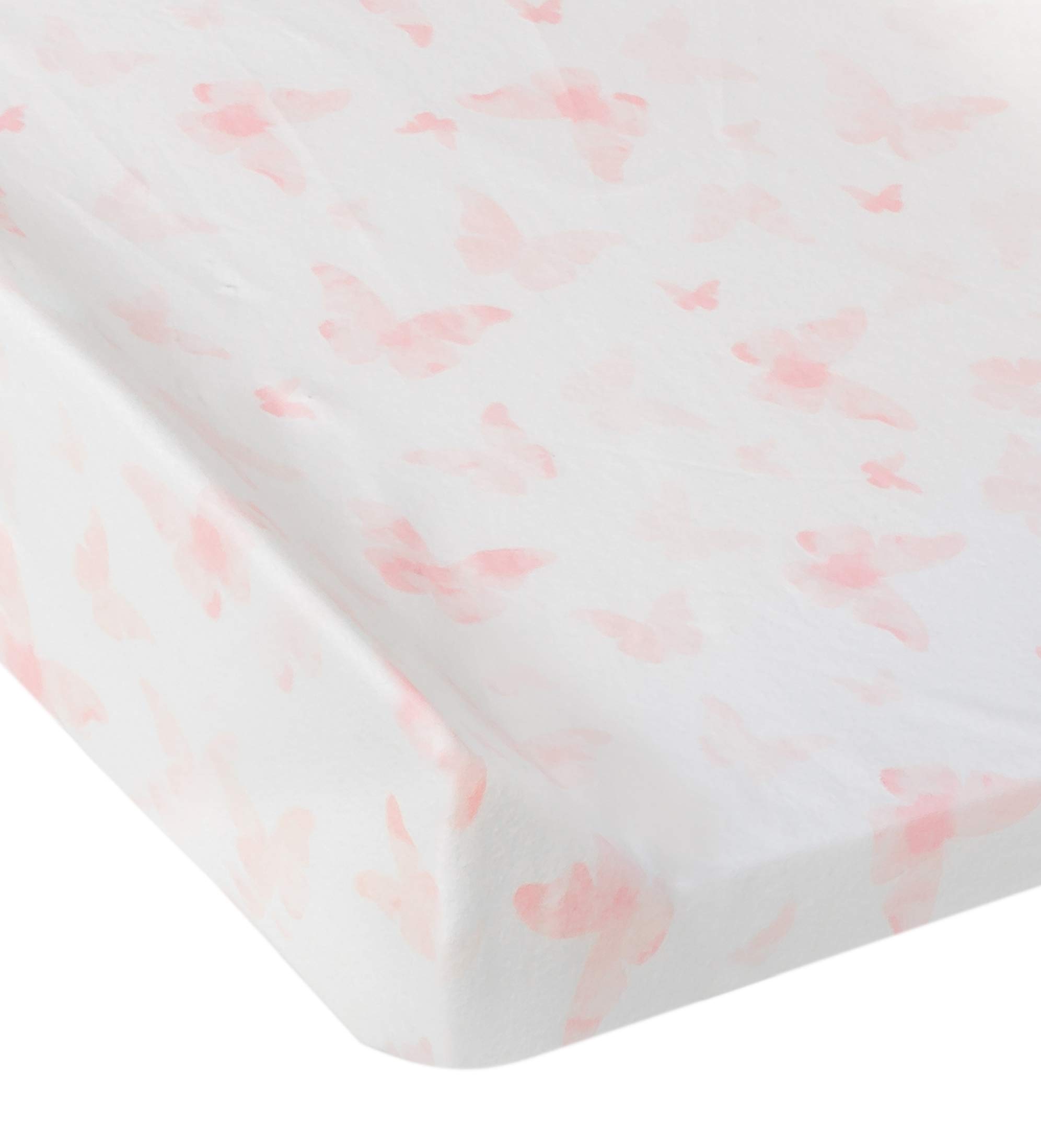 Andi Mae Changing Pad Cover - Watercolor Pink Butterflies -100% Jersey Cotton - Fits Standard Changing Pads