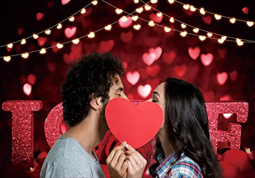 CHAIYA 7x5ft Valentine's Day Backdrops Love Heart Backdrop for Photography Rose Flower Party Decoration for Wedding, Valentine, Mother's Day Backdrops CY-101…