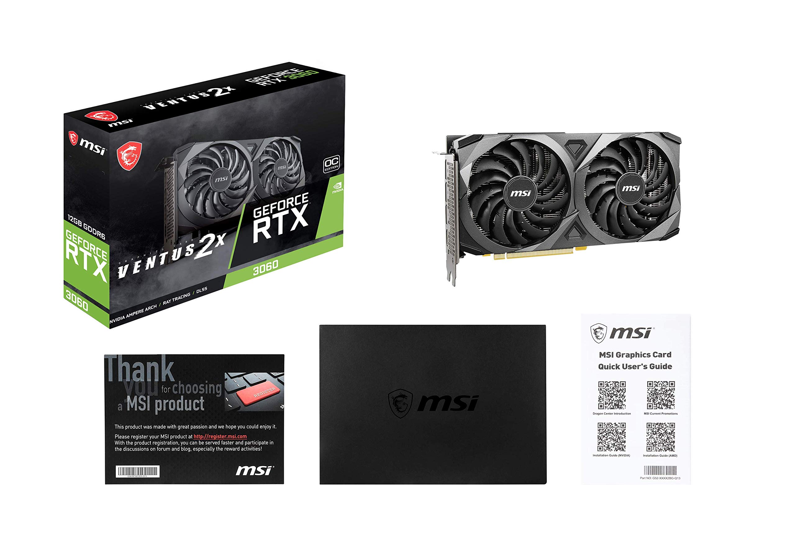 MSI Gaming GeForce RTX 3060 12GB 15 Gbps GDRR6 192-Bit HDMI/DP PCIe 4 Torx Twin Fan Ampere OC Graphics Card (RTX 3060 Ventus 2X 12G OC) (Renewed)