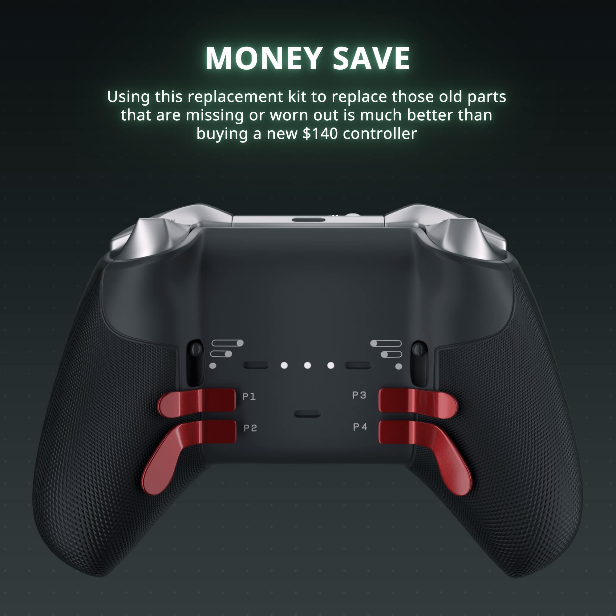 Avericht Replacement Metal Thumbsticks for Xbox Elite Series 2 Controller, Elite Series 2 Controller Accessories, 4 Paddles, 2 Dpads, 6 Metal Joysticks for Xbox Elite Series 2 Replacement Parts(Red)