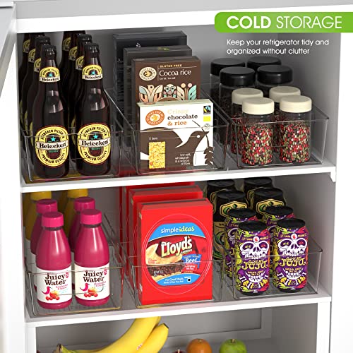 3 Pack Snack Organizer for Pantry β Food Organization and Storage Clear Bins w Removable 3 Dividers, Acrylic Fridge/Refrigerator Organizers, for Kitchen, Cabinets, Snacks, Packets, Sauce, Pouches