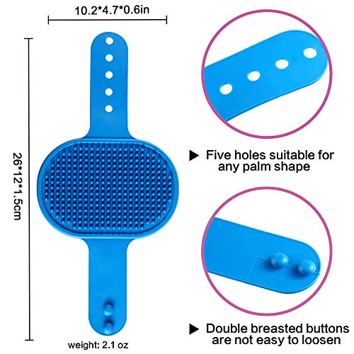 Dog Bath Brush, Aoche Pet Bath Comb Brush Soothing Massage Rubber Comb 2pcs with Adjustable Ring Handle for Long Short Haired Dogs and Cats (blue+rose)