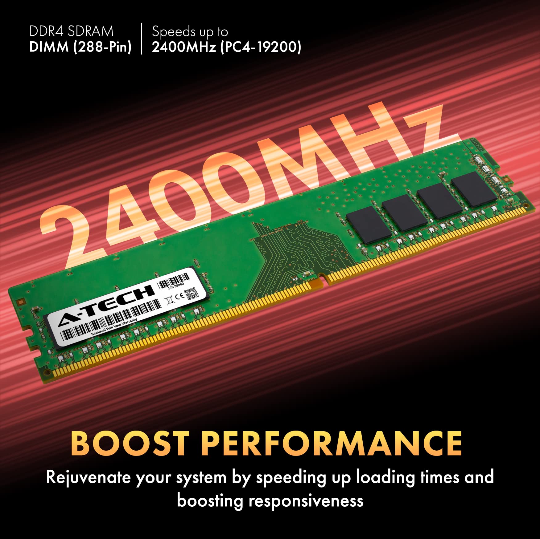 A-Tech 16GB (2x8GB) DDR4 2400MHz DIMM PC4-19200 UDIMM Non-ECC 2Rx8 1.2V CL17 288-Pin Desktop Computer RAM Memory Upgrade Kit