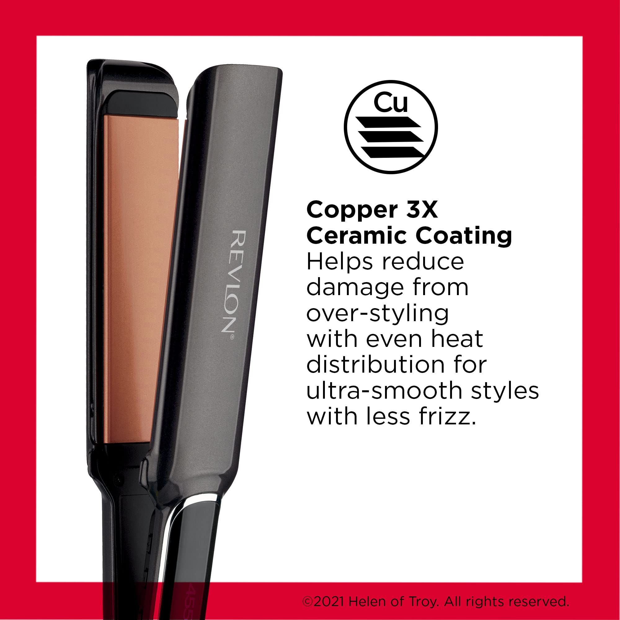 Revlon Copper Smooth Hair Flat Iron | Frizz Control for Fast and Shiny Styles, (XL 1-1/2 in)