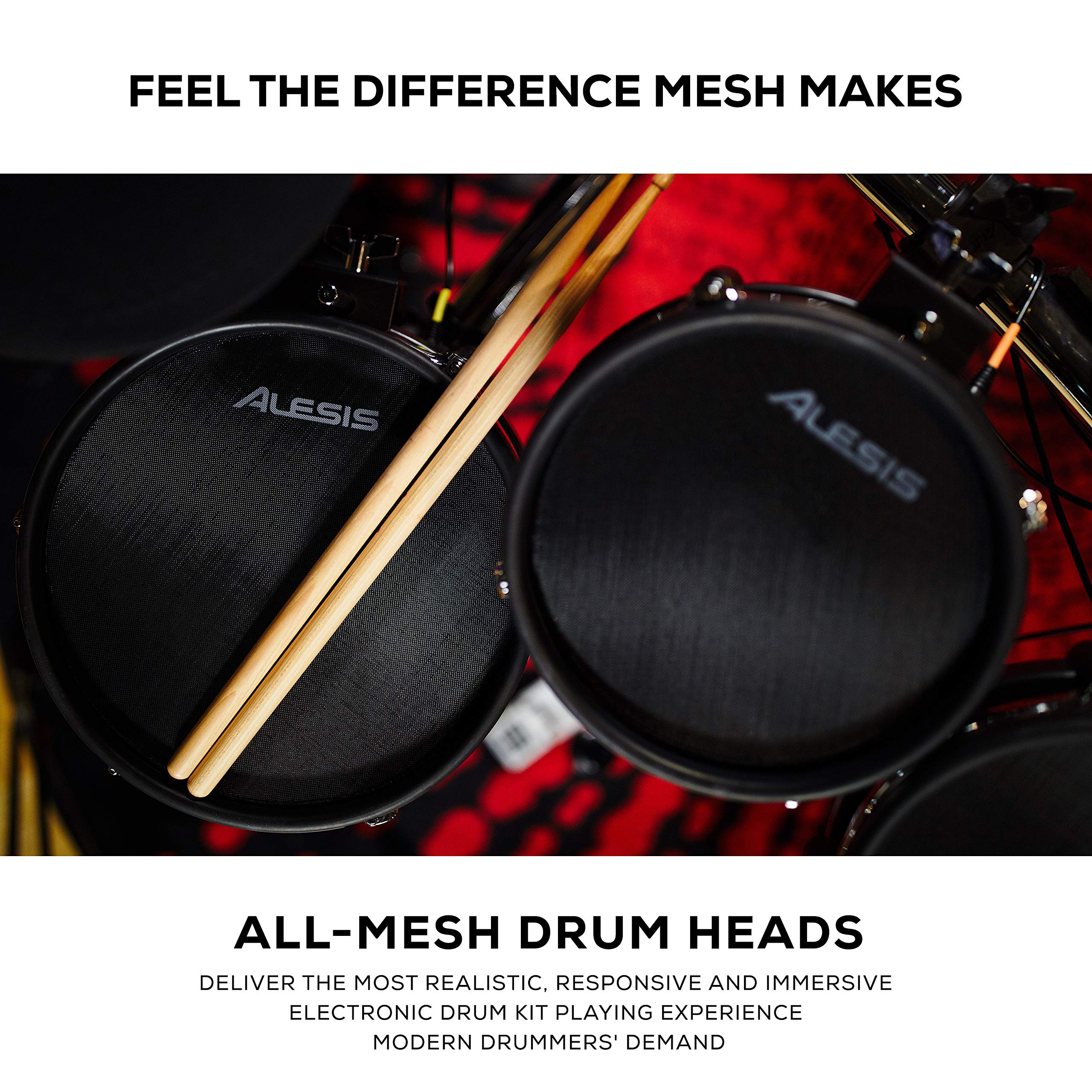 Alesis Drums Command Mesh Kit Bundle – Electric Drum Set With an Eight-Piece Mesh Electronic Drum Kit, Drum Throne, Headphones and Drum Sticks
