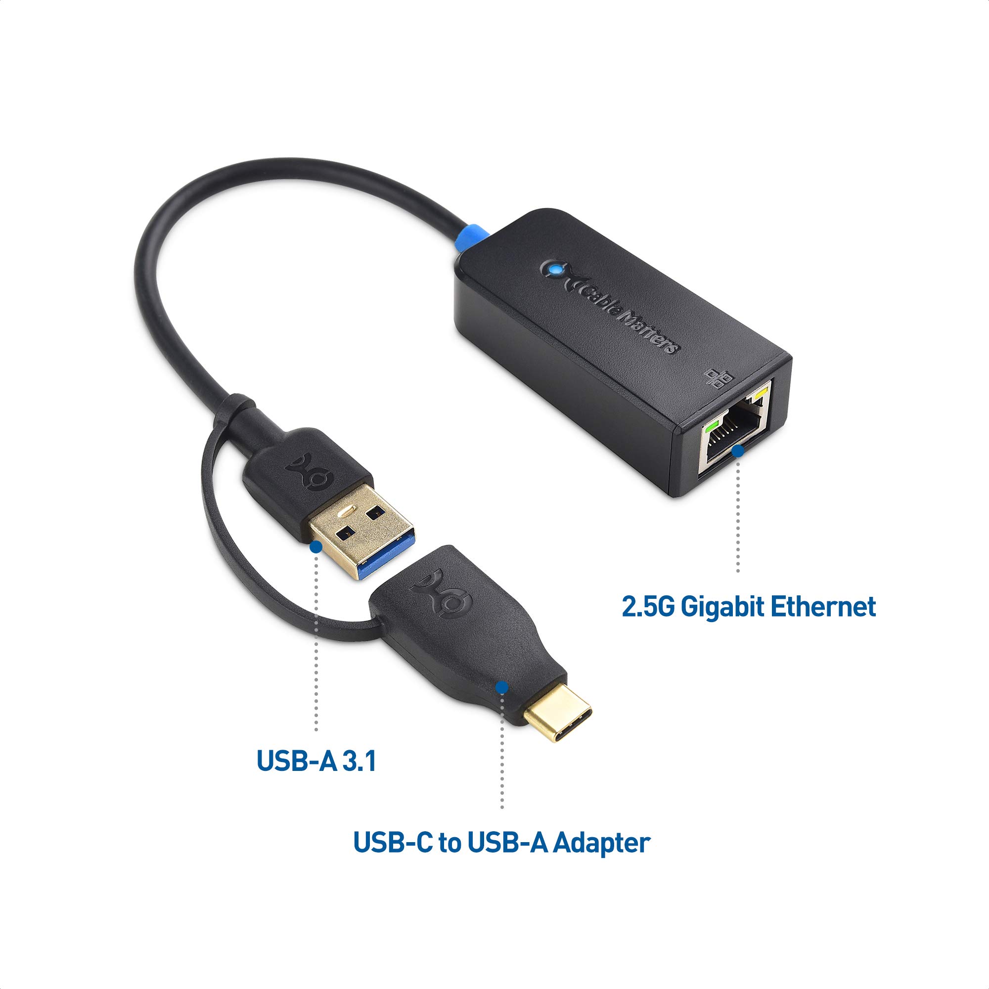 Cable Matters USB C to 2.5 Gigabit Ethernet Adapter, USB to 2.5 Gigabit Ethernet Adapter, Not Compatible with M2 Macs (2.5g Ethernet to USB, 2.5gbps Ethernet Port) -Compatible with Thunderbolt 4 USB 4