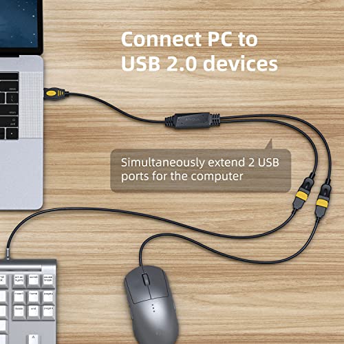ANDTOBO USB Splitter 2.0, USB Y Cable One Male to Female Dual Hub Power Cord Extension Adapter