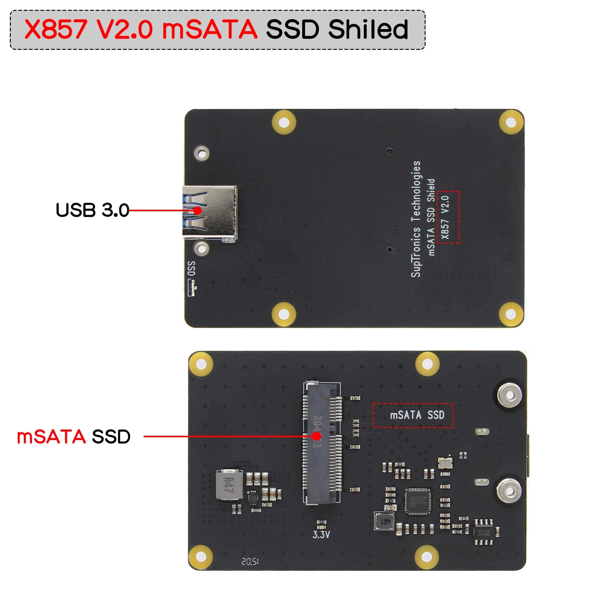 Geekworm for Raspberry Pi 4, X857 V2.0 mSATA SSD Expansion Board + X735 V3.0 Power Management with Safe Shutdown & PMW Cooling Fan Expansion Board (Not Include Raspberry Pi 4)