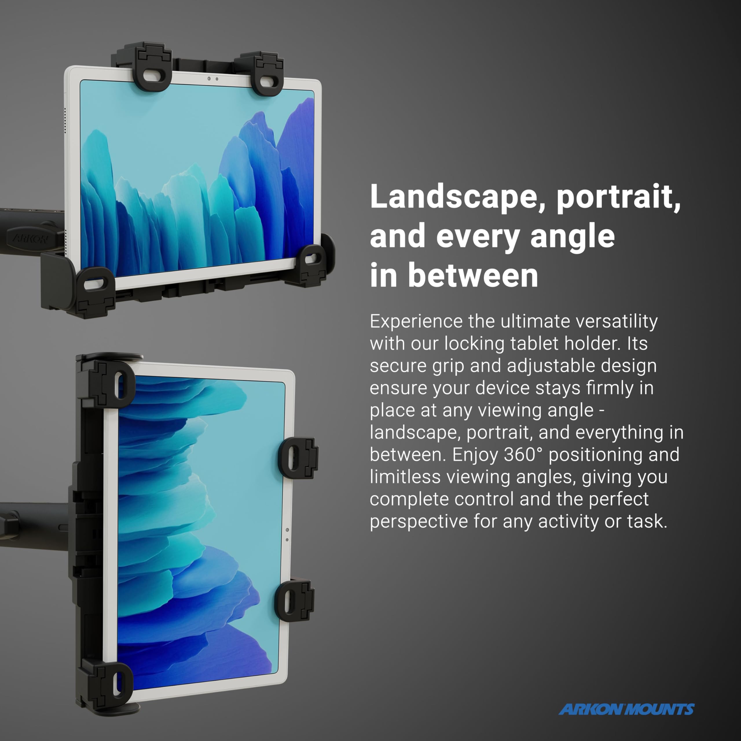 ARKON Mounts - Forklift Tablet Mount with Front Guard Mount | Tablet Mount for Forklift | Locking Holder with Keys & Security Hardware | Compatible with Ipad, Samsung, and More