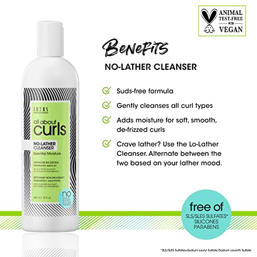 All About Curls No-Lather Cleanser Shampoo | Essential Moisture | Gentle Cleansing | Suds-Free | All Curly Hair Types | Vegan & Cruelty Free | Sulfate Free | 15 Fl Oz