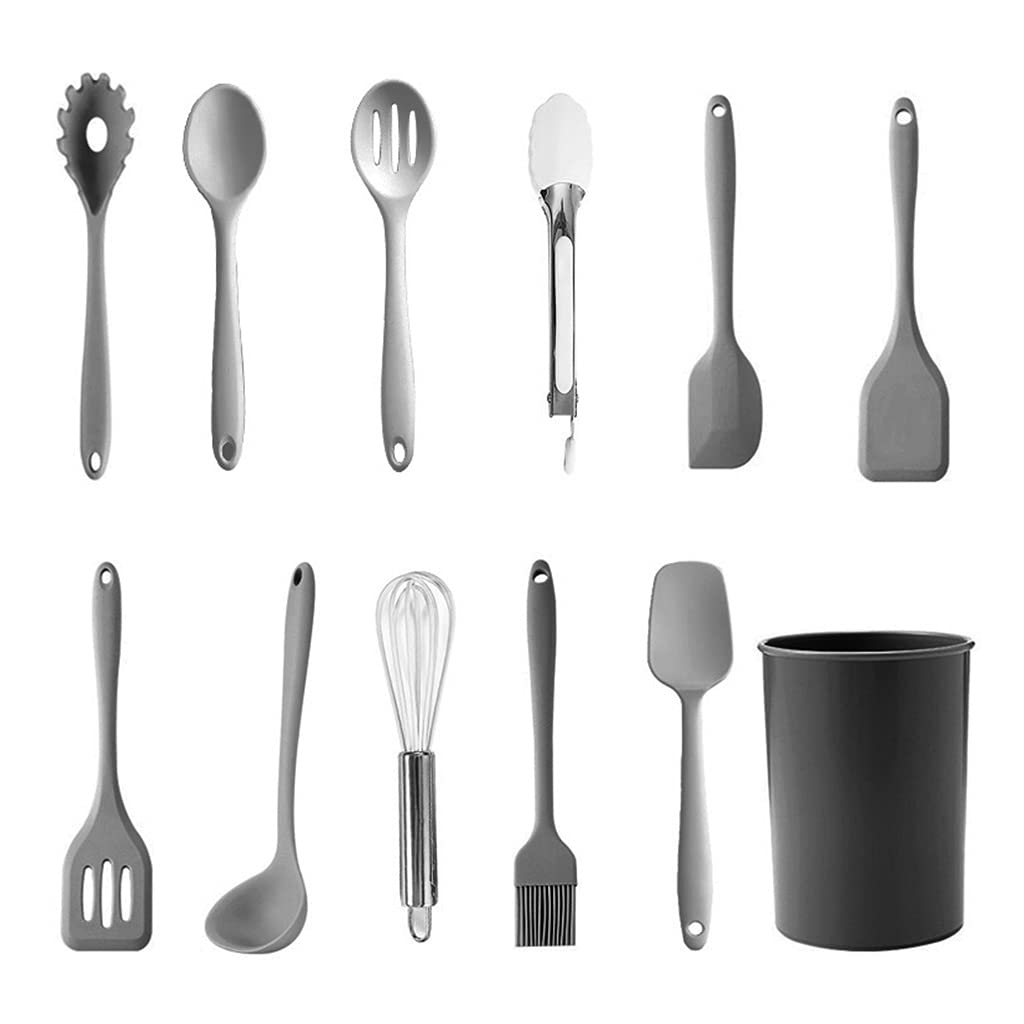 12 Pcs Silicone Kitchen Utensil Set Rubber Spatula Gadgets Non-Stick Free NoScratches Heat Resistat Cookware Durable Silicone Cooking Utensils Set Heat Resistant Kitchen Safe Nonstick Cookware Kit