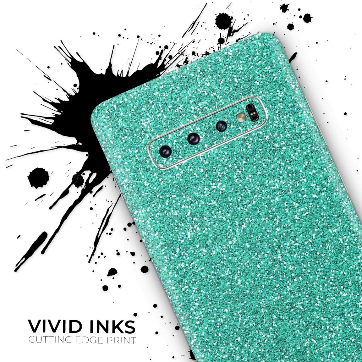 DesignSkinz Sparkling Teal Ultra Metallic Glitter Protective Vinyl Decal Wrap Skin Cover Compatible with The Samsung Galaxy S20 (Screen Trim & Back Glass Skin)
