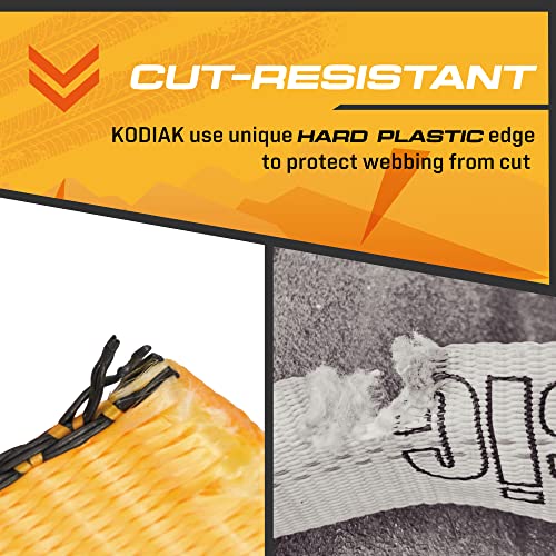 4 Pack Axle Tie Down Strap Combo with Snap Hook Ratchet-2 Inch x 114 Inch -Include 36β Axle Straps for Trucks- Heavy Duty 3333lbs Working Load KODIAK STRAPS