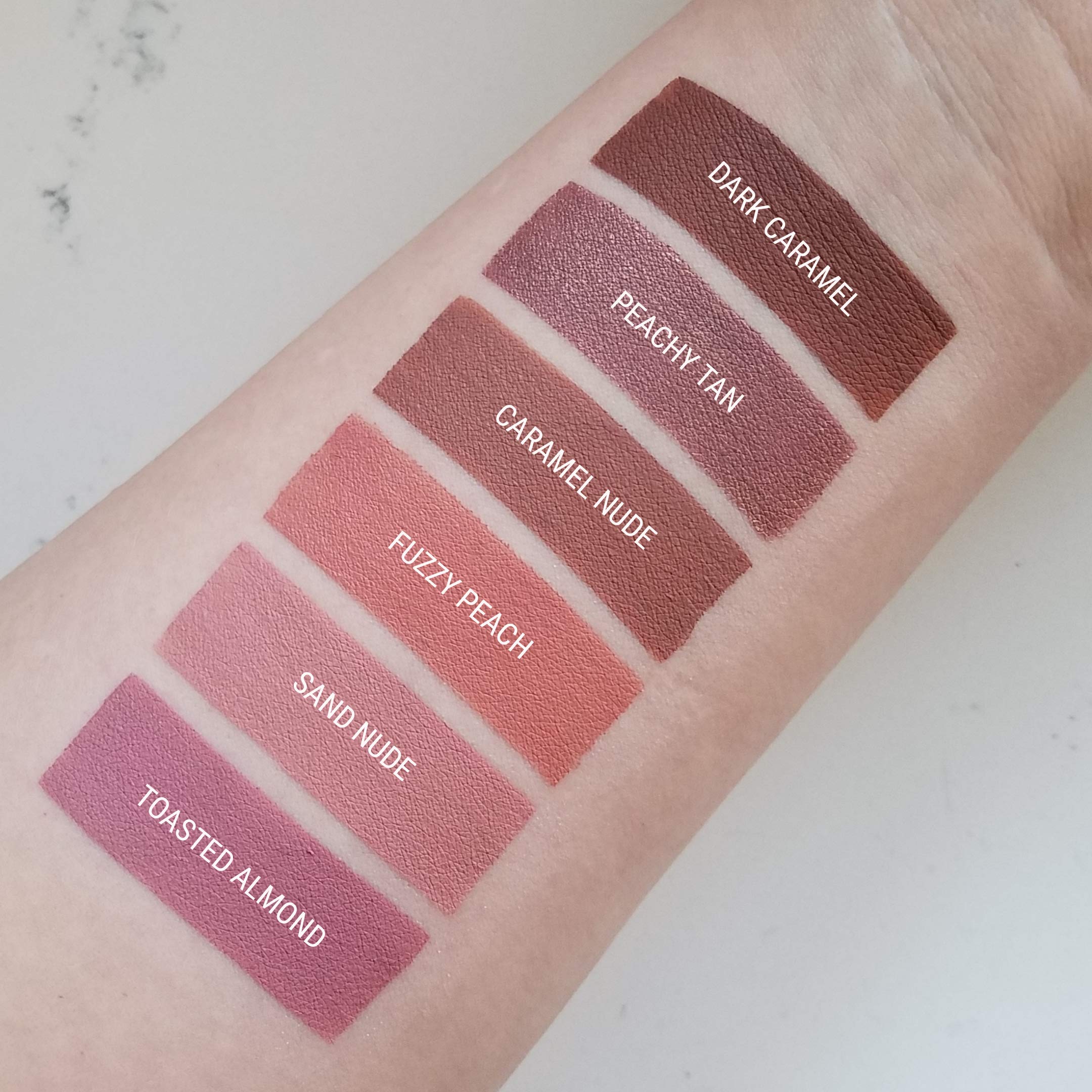 Aromi Tan Metallic Liquid Lipstick | Sepia Bronze Lip Color with Shimmery Finish, Vegan, Cruelty-free, Long-Lasting, Smudge-Proof, Handmade (Peachy Tan)
