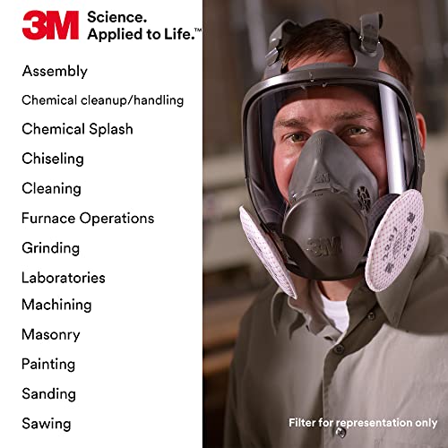 3M Full Facepiece Reusable Respirator 6800, Paint Vapors, Dust, Mold, Chemicals, Medium
