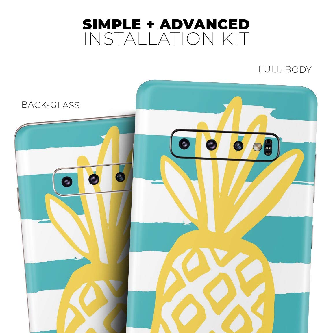 DesignSkinz Striped Mint and Gold Pineapple Protective Vinyl Decal Wrap Skin Cover Compatible with The Samsung Galaxy S20 (Screen Trim & Back Glass Skin)