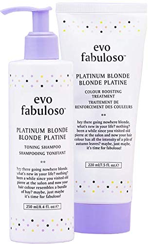 Evo Fabuloso - Platinum Blonde Toning Shampoo - Refreshes and revives colored hair - Purple shampoo to Extended Life of Color - Treated Blonde Hair & Platinum Blonde Color Boosting Treatment - Bundle