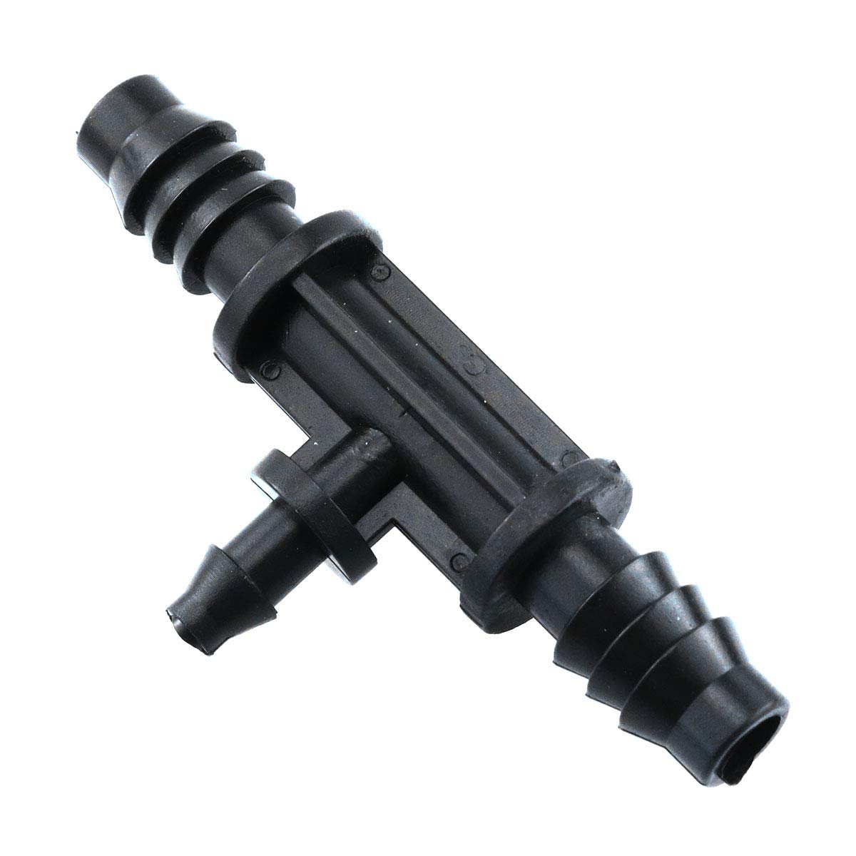 DGZZI Garden Hose Reducing Tee Barb Connector 10PCS Black 3/8 Inch to 1/4 Inch Greenhouse Drip Irrigation Water Splitter for 4 mm Drip Hose
