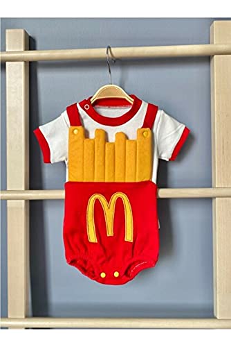 My Cotton Baby Mc Donald's Cotton Baby Salopette, Jumpsuit With Tshirt For Newborns & Infants - 2 Pack Cotton Baby Romper For Unisex, Multicolor, 9-12 Months