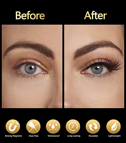 Larbois Magnetic Eyelashes 5 Pairs, Magnetic Eyelashes with Eyeliner Kit Easy to Wear, Comfortable & Reusable False Lashes From Natural to Gorgeous Styles No Glue Needed