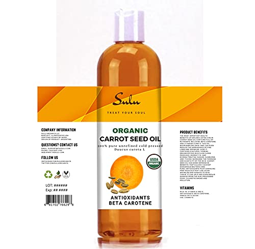 SULU ORGANICS Pure Organic Unrefined Cold Pressed Carrot Seed Oil (8 oz)