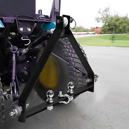 3 Point Trailer Hitch Receiver, Heavy Duty Drawbar Traile Hitch Cat 1, Quick Hitch Tractor Attachments Compatible (Black)