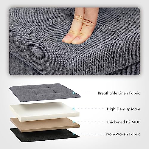 B FSOBEIIALEO Storage Ottoman Cube, Toy Chest Folding Footrest for Living Room Seat, 12.6"X12.6"X12.6" (Linen Grey)