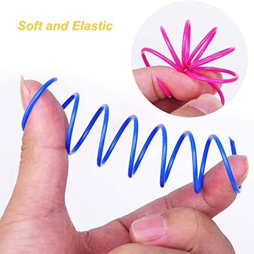 Cat Spring Toys 60 Pack, Colorful Springs Cat Toys Interactive Cat Toy Plastic Coil Spiral Springs Creative Cat Toy to Kill Time and Keep Fit Durable Heavy Plastic Spring for Indoor Cats Kitten Toys