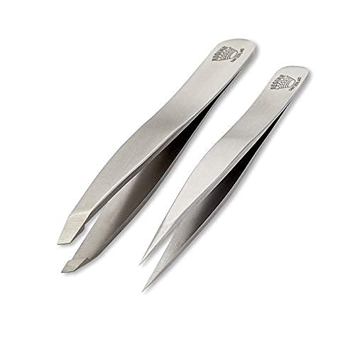 Regine Switzerland Slant Tweezer Professional Eyebrow, Facial & Hair Remover Etched Interior Tip and Splinter Tweezer Precision Pointed Tweezer for Ingrown Hair, Splinter and Glass Removal