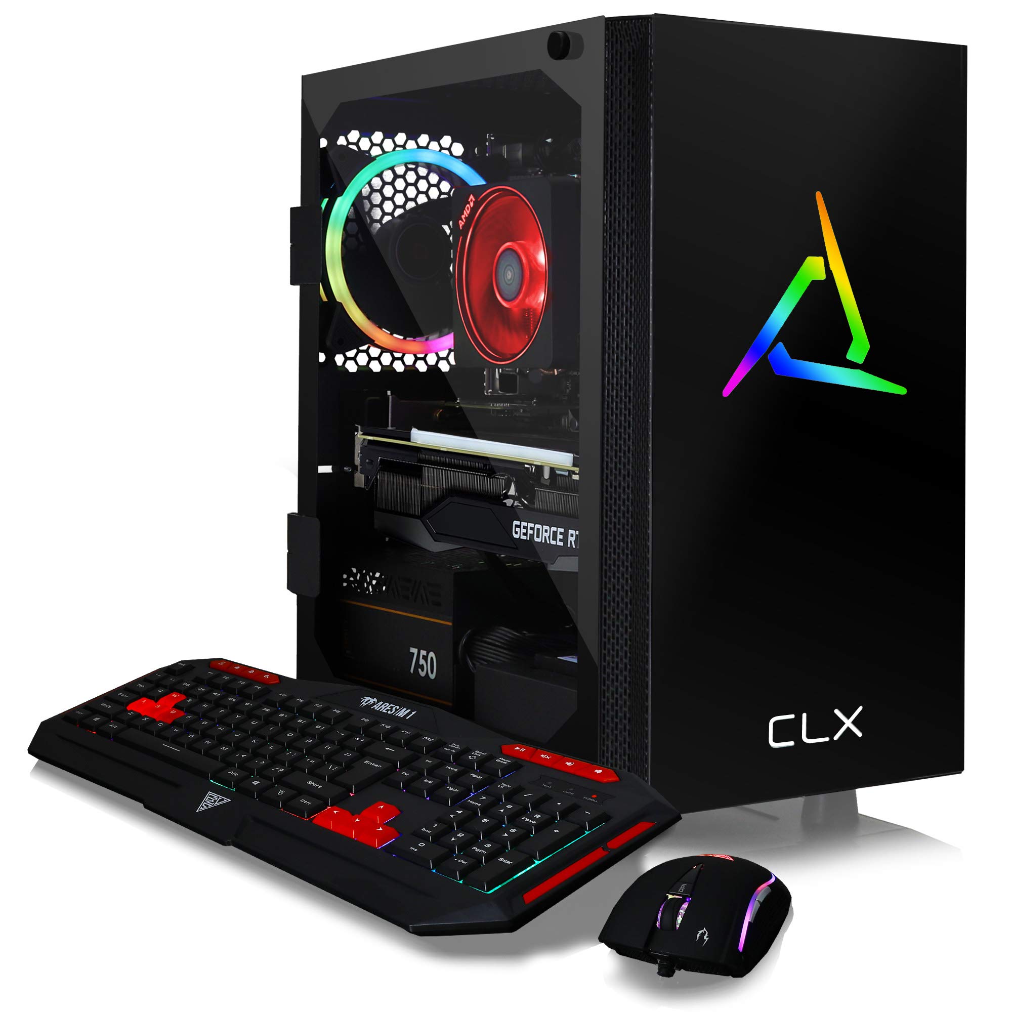 CLX Set Gaming Desktop - AMD Ryzen 5 5600X 3.7Ghz 6-Core Processor, 32GB DDR4 Memory, GeForce RTX 3070 8GB GDDR6 Graphics, 480GB SSD, 3TB HDD, WiFi, Windows 10 Home 64-bit
