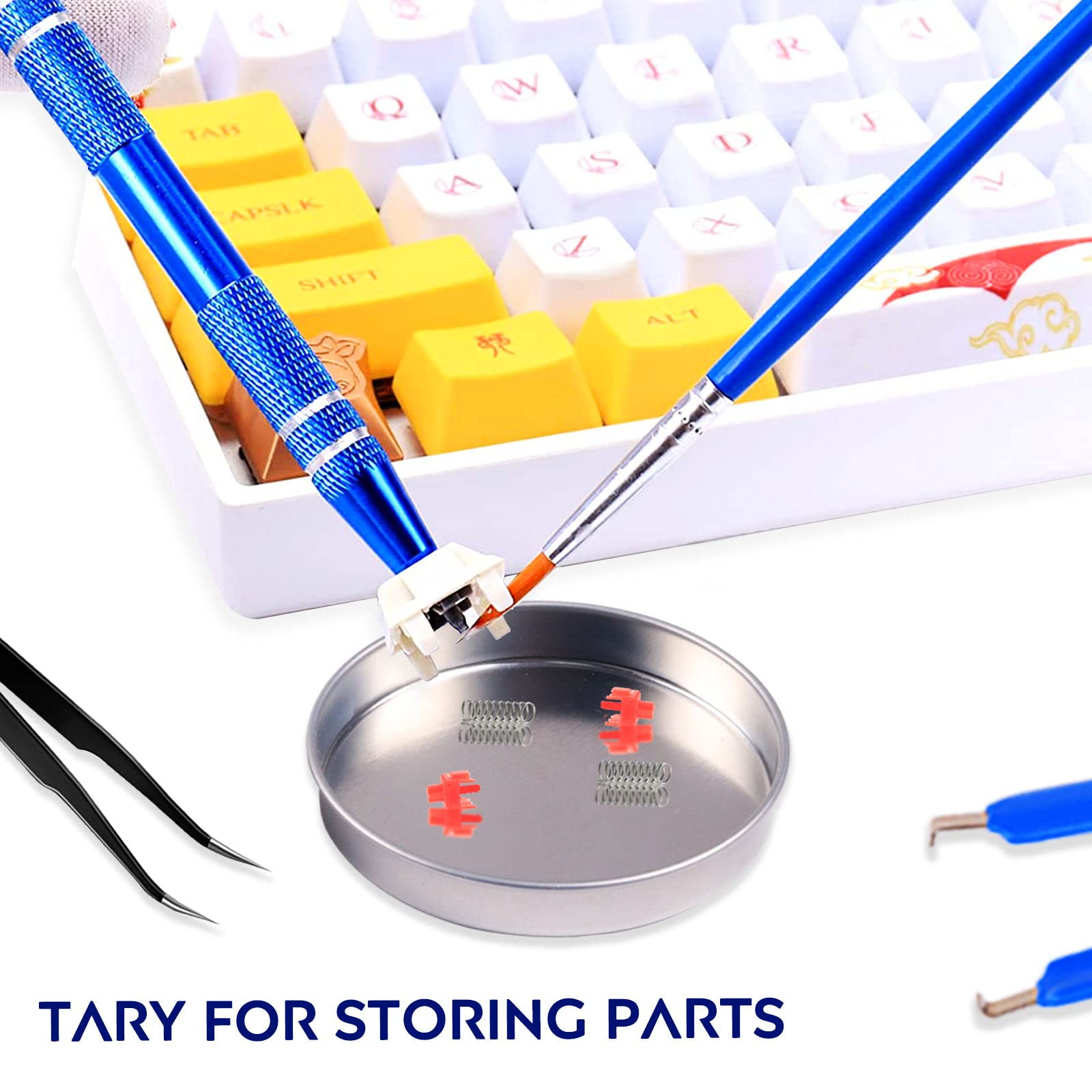 8PCS Keyboard Lube Kit for Keyboard switches Contain Keycap Puller, Switch Puller, Lube Brush, Keyboard Tweezers, Stem Holder, Parts Tray, Apply to Gaming Keyboard & Mechanical Keyboard