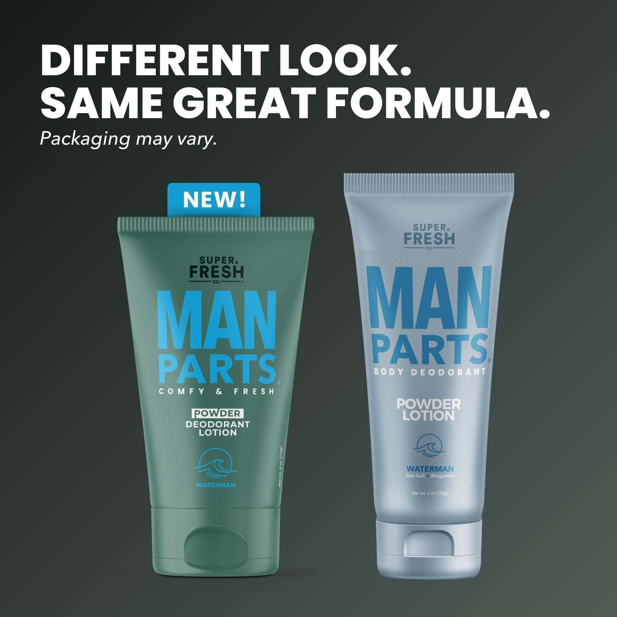Super Fresh Man Parts Ball Deodorant for Men | Powder Lotion, Fresh Control Odor, Anti Chafing, Stop Itch, Absorb Sweat, Aluminum Free, 4 oz Tube (2PK)
