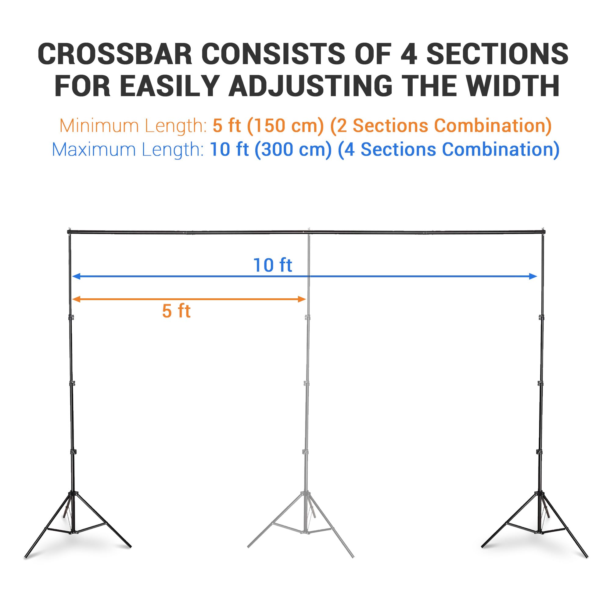 AW 8.5x10ft Backdrop Stand Support System with 4X Clamps 2X Clips 2X Sand Bags 1x Carry Bag for Parties Events Photography