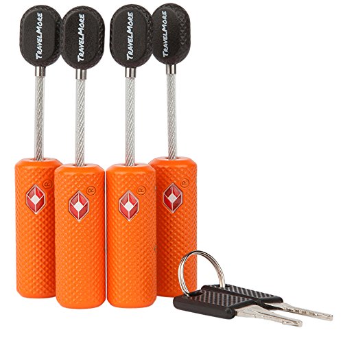 4 Pack TSA Approved Luggage Locks with Keys for Travel ā Flexible Ultra Secure Mini Key Padlock & Metal Zinc Alloy Material ā Orange
