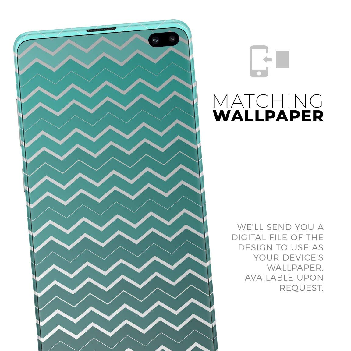 DesignSkinz Teal Gradient Layered Chevron Protective Vinyl Decal Wrap Skin Cover Compatible with The Samsung Galaxy S20 (Screen Trim & Back Glass Skin)