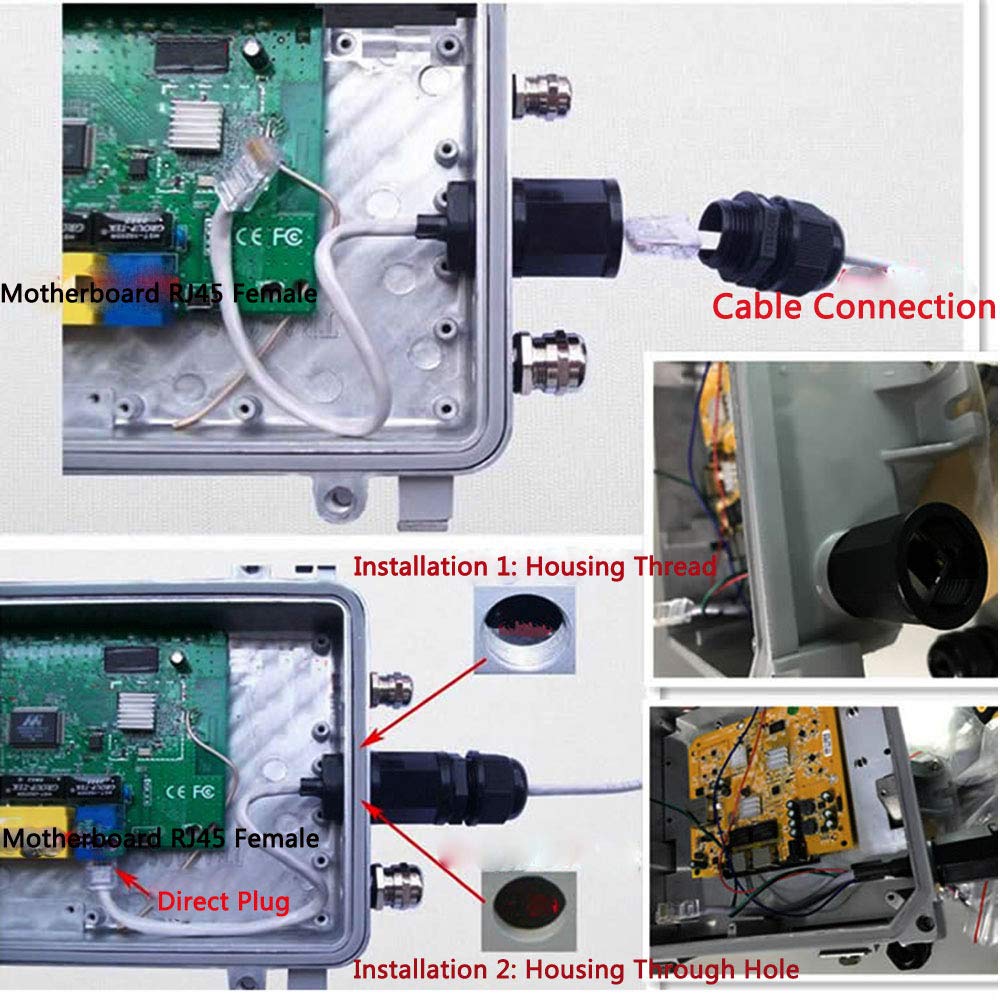 ANMBEST 2PCS M20 RJ45 Waterproof Cat5/5e/6 8P8C Connector IP67 Ethernet LAN Cable Connector Double Head with Shield Cat6 Network Cable Outdoor LAN Coupler Adapter Male to Female