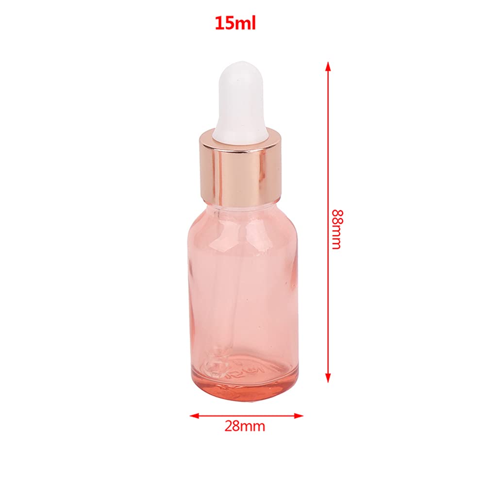 Wresty Pink Glass Dropper Bottles,12 Pack Essential Oil Dropper Bottels Perfume Sample Bottles Cosmetic Container Empty Bottles With Glass Eye Dropper (15ml)